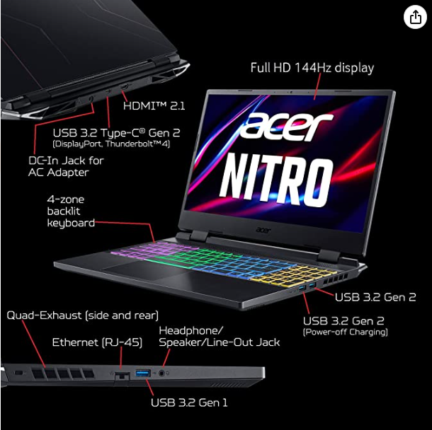 Laptop Gamer Acer Nitro 5 core i5 12va generacion 16gb ram- Boliviamart